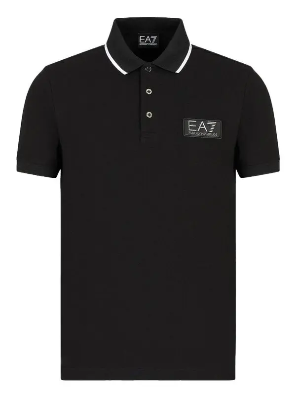 EA7 Logo-patch Cotton T-shirt - Black