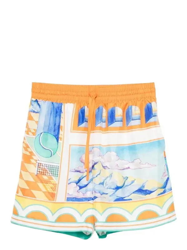 Casablanca Printed Drawstring Pool Shorts - Orange
