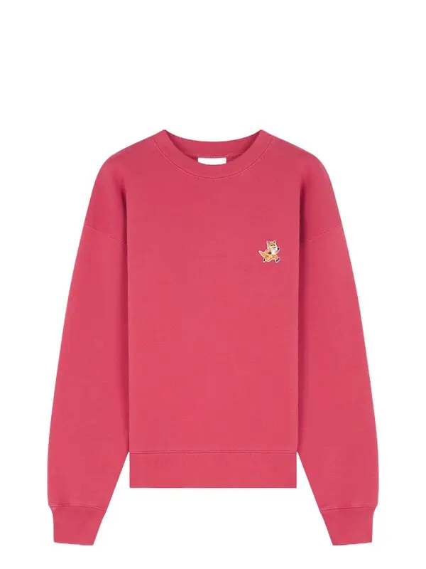 Maison Kitsuné Speedy Fox Patch Crewneck Sweatshirt - Red Currant