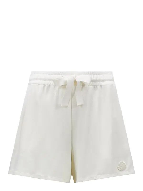Moncler Viscose Fleece Shorts With Logo Patch - White