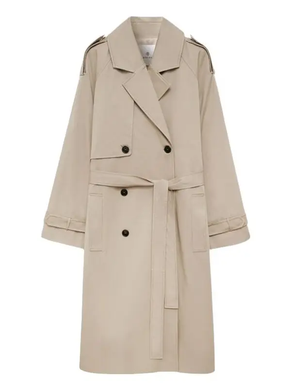 ANINE BING Double-breasted Belted Coat - Nude