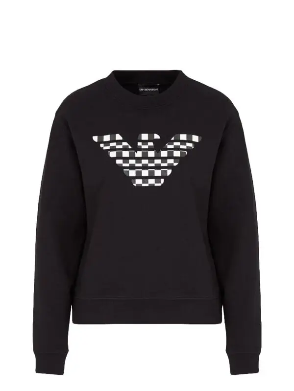 Emporio Armani Checkerboard Logo Sweatshirt - Black