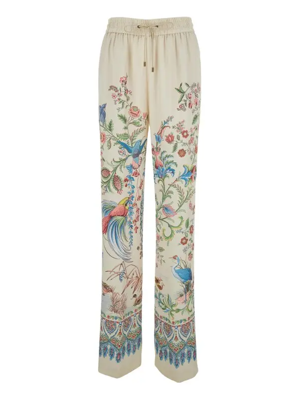 Etro Printed Wide-leg Pants - White
