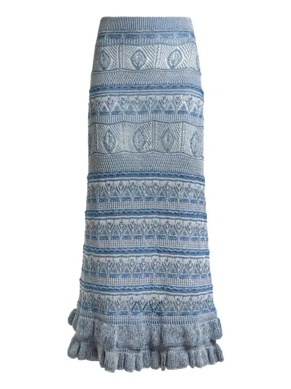 Etro Crocheted Trim Midi Knitted Skirt - Blue