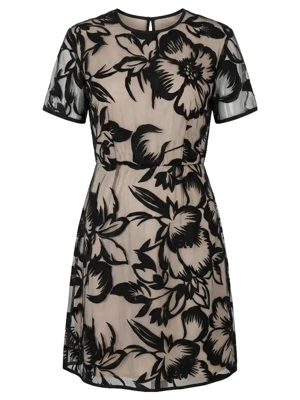 Sportmax Round Neck Floral Print Dress - Black