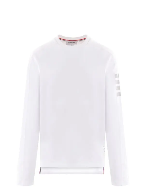 Thom Browne 4-bar Striped Crewneck Sweatshirt - White