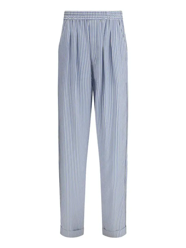 TOM FORD Striped Turn-up Hem Trousers - Gray