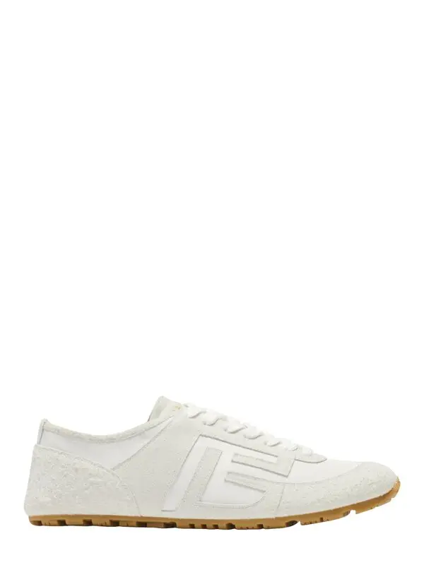 Balmain Racer Lambskin And Suede Trainers - White