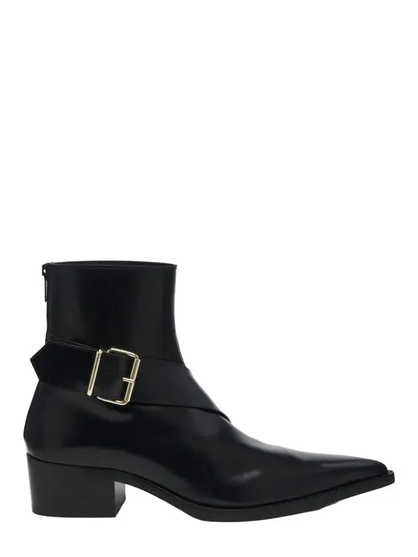 Alexander McQueen Pointed-toe Buckle Ankle Boots - Black