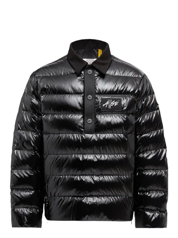 Moncler Long-sleeved Quilted Down Jacket With Logo - Black