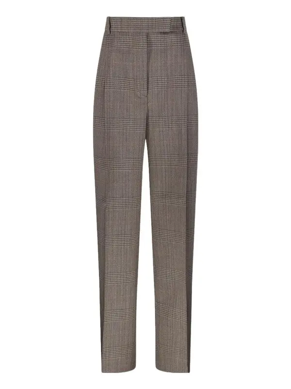 RÓHE Checked Wide-leg Trousers - Gray