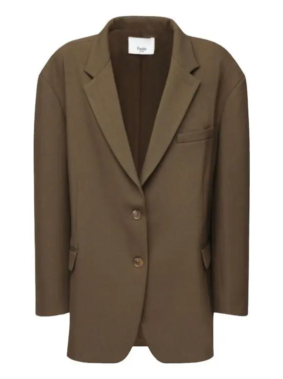 THE FRANKIE SHOP Bea Oversized Tech Twill Blazer - Brown