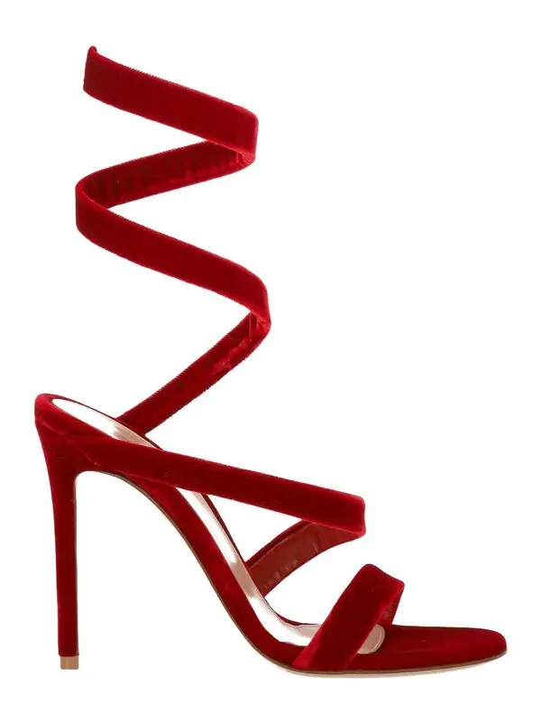 GIANVITO ROSSI Spiral Strap Stiletto Sandals - Red