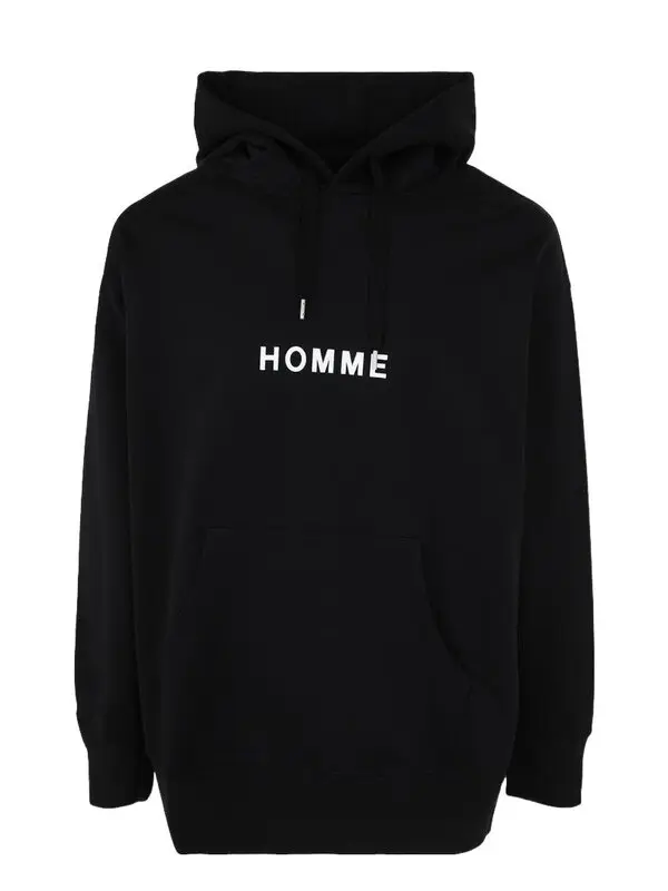 Comme Des Garçons Homme Logo Printed Drawstring Hoodie - Black