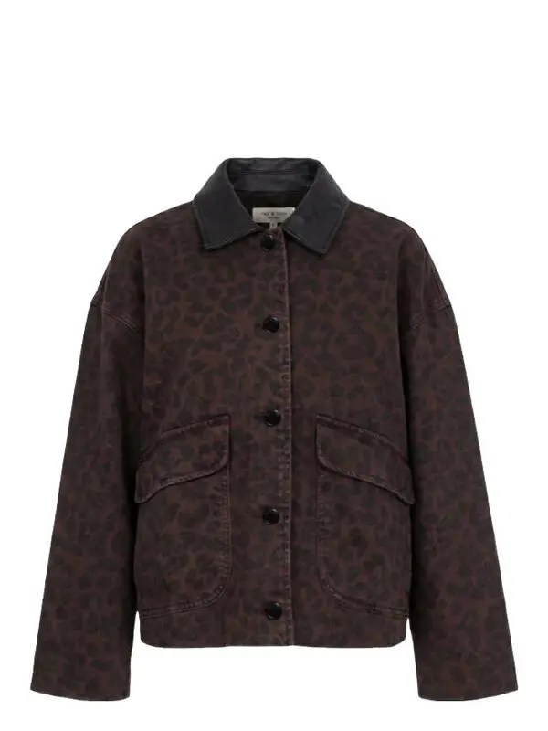 RAG  BONE Rag & Bone Leopard Print Collar Jacket - Brown