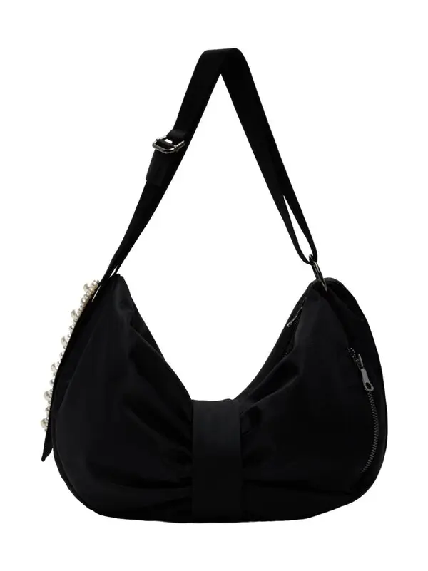 Simone Rocha Beaded Strap Bow Shoulder Bag - Black/pearl