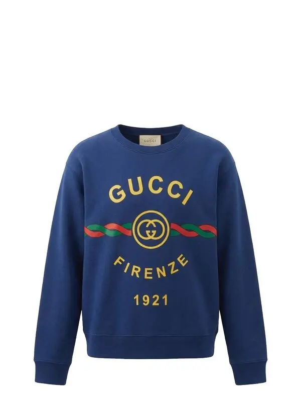 Gucci Firenze 1921 Cotton Sweatshirt - Blue