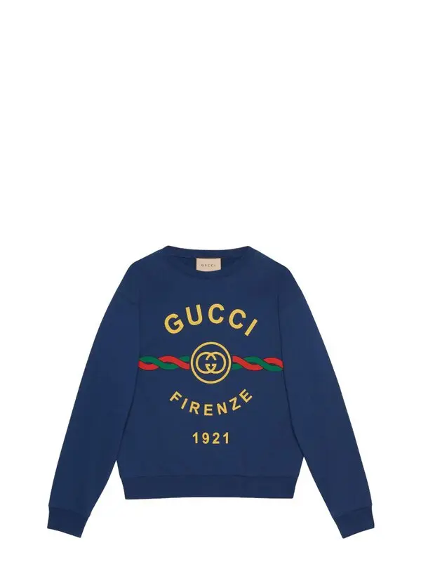 Gucci Firenze 1921 Cotton Sweatshirt - Blue
