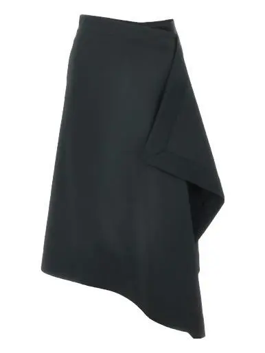 Ami Wrapped Midi Skirt - Grey