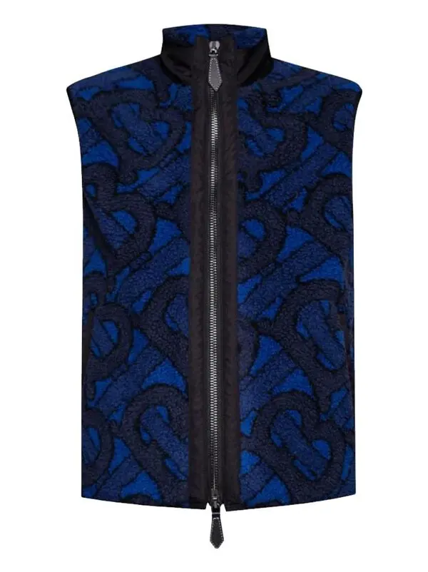 Burberry Jacquard Logo Fleece Gilet - Navy