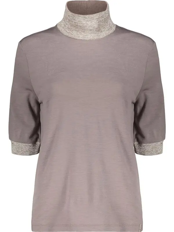 Herno Short-sleeve Knitted Turtleneck Top - Gray