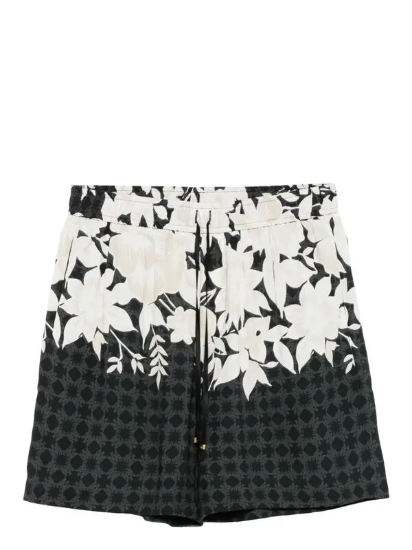 Amiri Floral Print Drawstring Shorts - Black