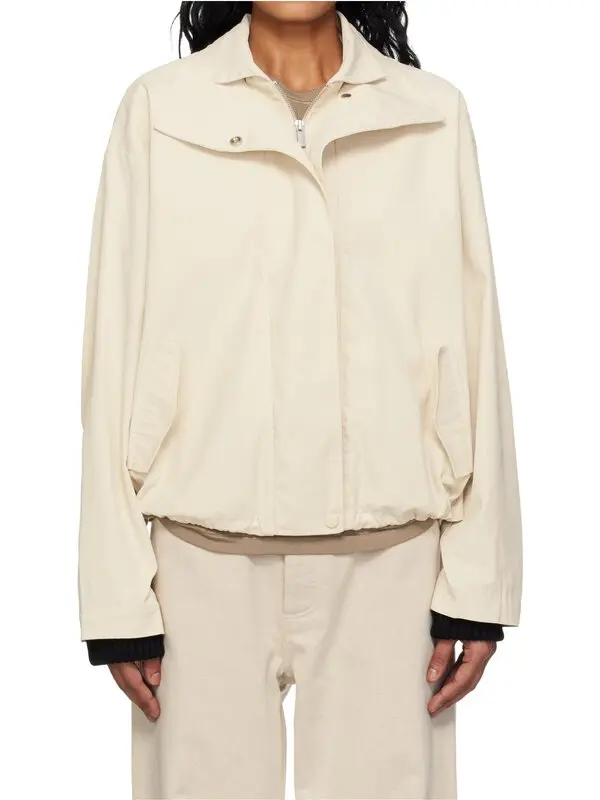 ST. AGNI Diagonal Zipper Casual Jacket - Nude