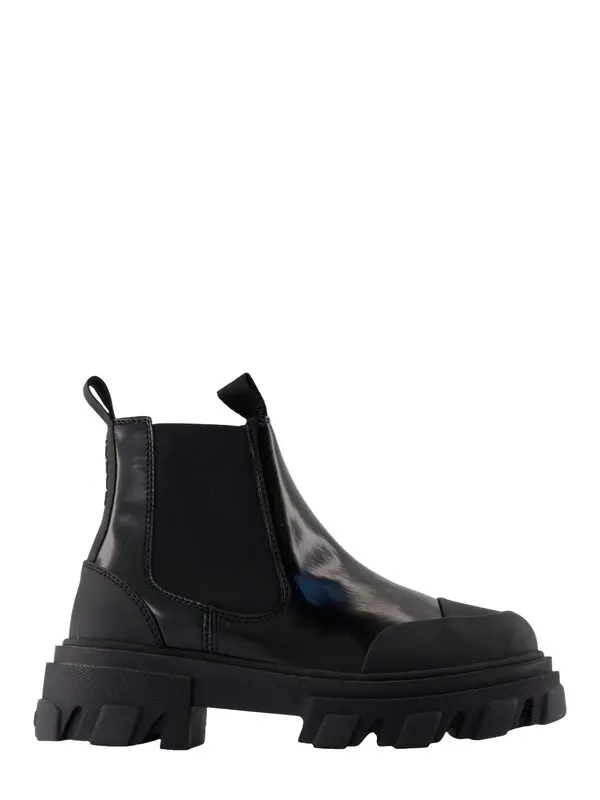 GANNI Leather Chelsea Boots - Black