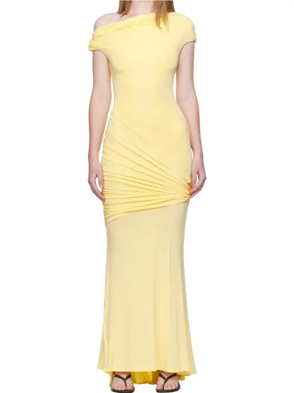 Paris Georgia Pascal Asymmetrical Draped Maxi Dress - Nude