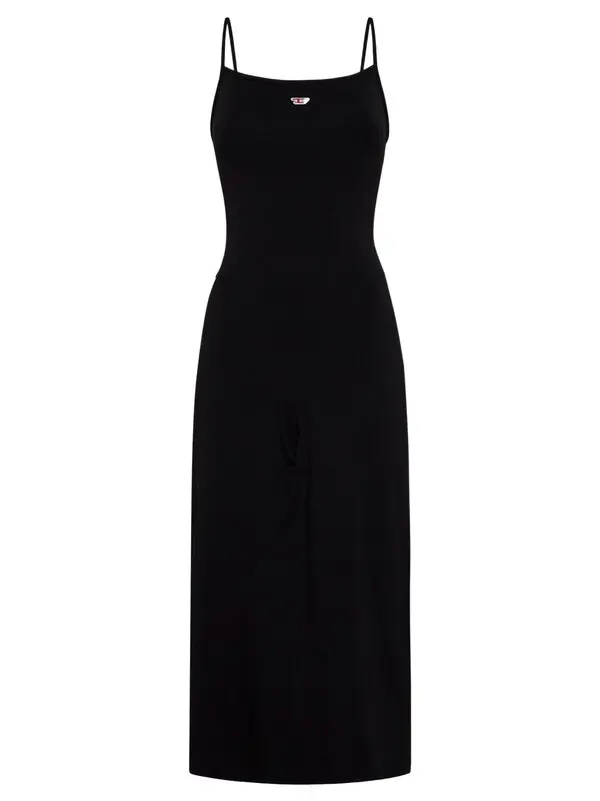 DIESEL® Sleeveless Logo Patch Midi Dress - Black