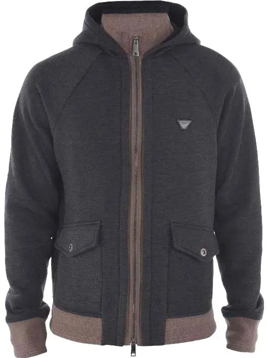 Emporio Armani Logo Detail Hooded Jacket - Black