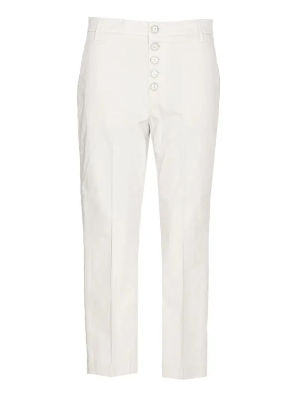 DONDUP Trousers With Gem Button Detail - White