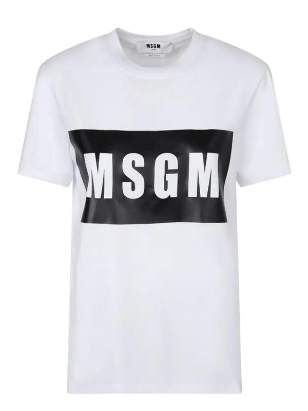 MSGM Logo Printed Crewneck T-shirt - White