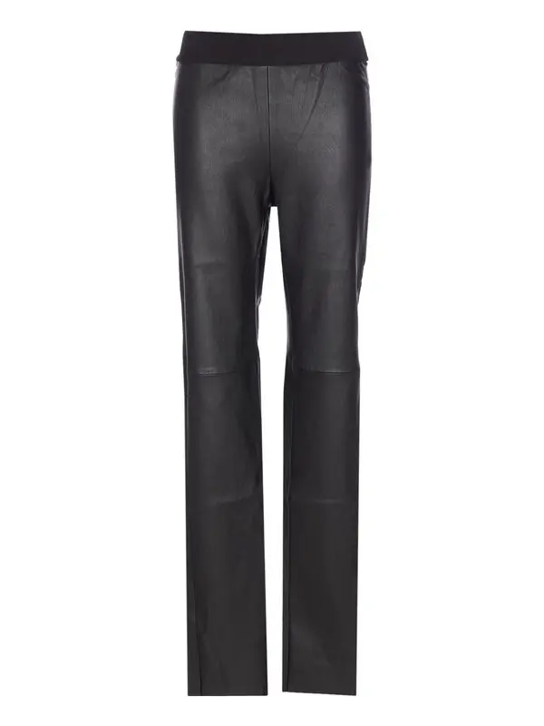 UMA WANG Straight-leg Leather Trousers - Black