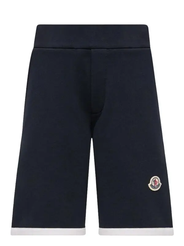Moncler Logo Patch Jersey Shorts - Navy Blue