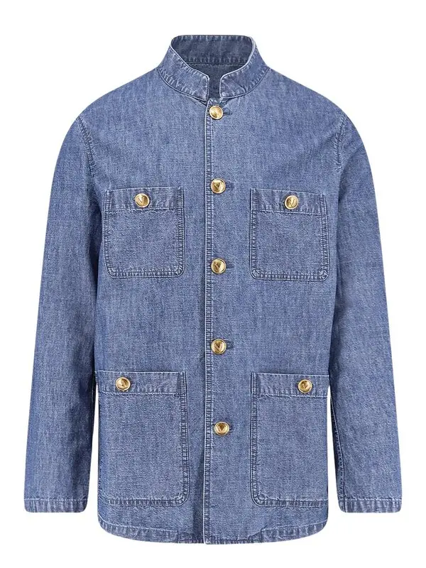 Valentino Garavani Denim Jacket With Branded Buttons - Blue