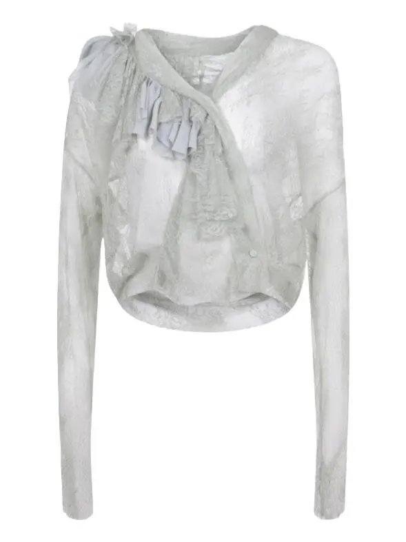 Alberta Ferretti Ruffled Lace Shirt - Gray
