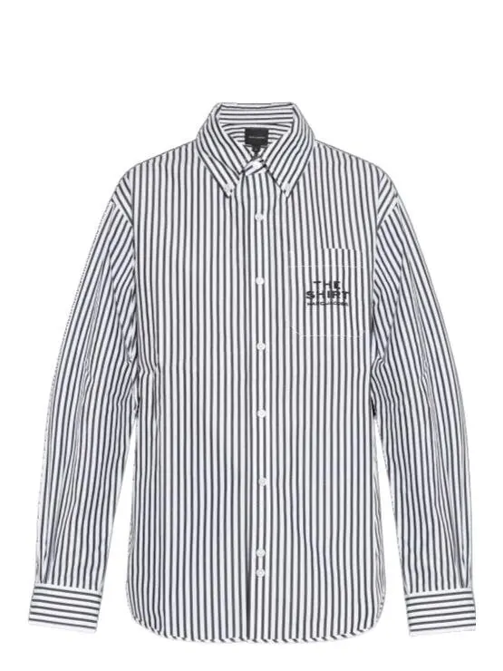 Marc Jacobs Striped Logo Embroidered Shirt - Gray
