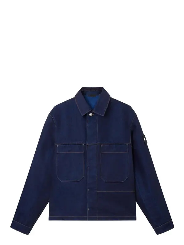 Stone Island Logo Patch Denim Jacket - Blue Rinse