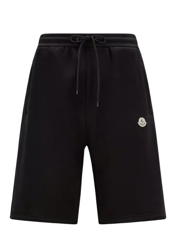 Moncler Jersey Bermuda Shorts With Logo Detail - Black