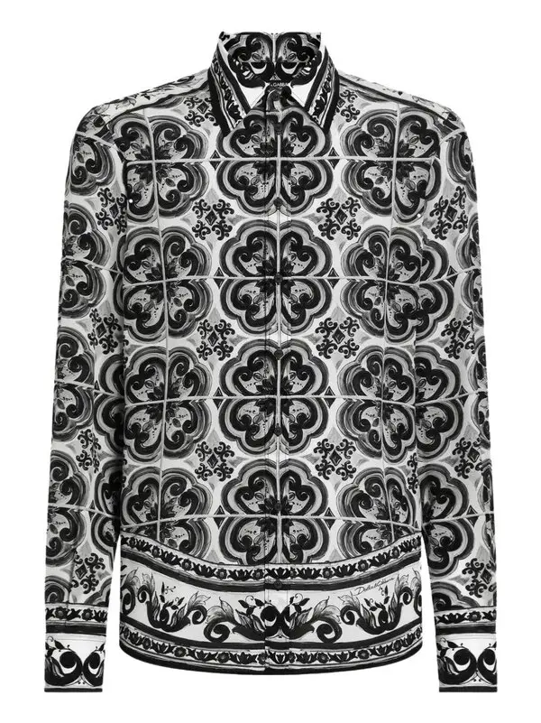 Dolce & Gabbana Majolica-print Button-up Shirt - Black