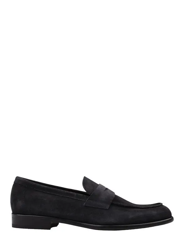 DOUCAL'S Round Toe Flat Loafers - Black
