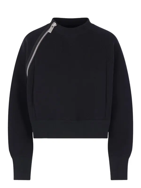 Sacai Sponge Sweat Pullover With Side Zipper - Black