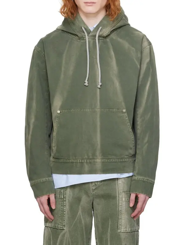 J.W.ANDERSON Long Sleeved Hooded Hooded Sweater - Green