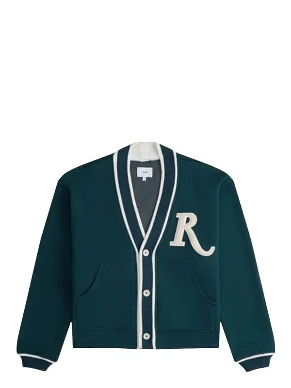 Rhude Long-sleeved Sweater With V-neck And Pockets - Green