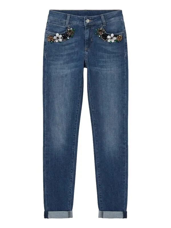 Sportmax Embellished Logo Detail Jeans - Blue