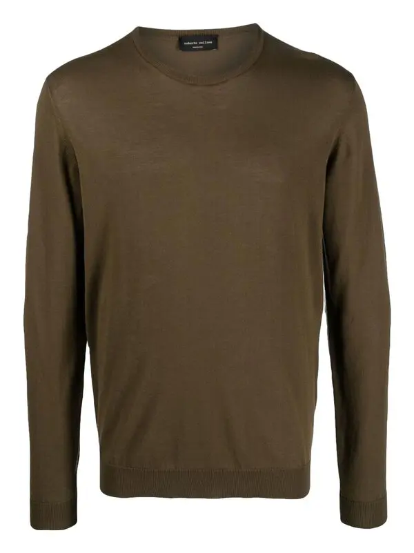 ROBERTO COLLINA Long-sleeved Round Neck Sweater - Green