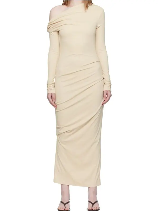 Paris Georgia One-shoulder Draped Midi Dress - Nude