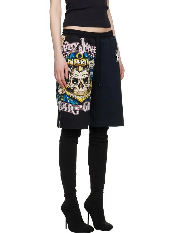 MARINE SERRE Printed Jersey Shorts - Black