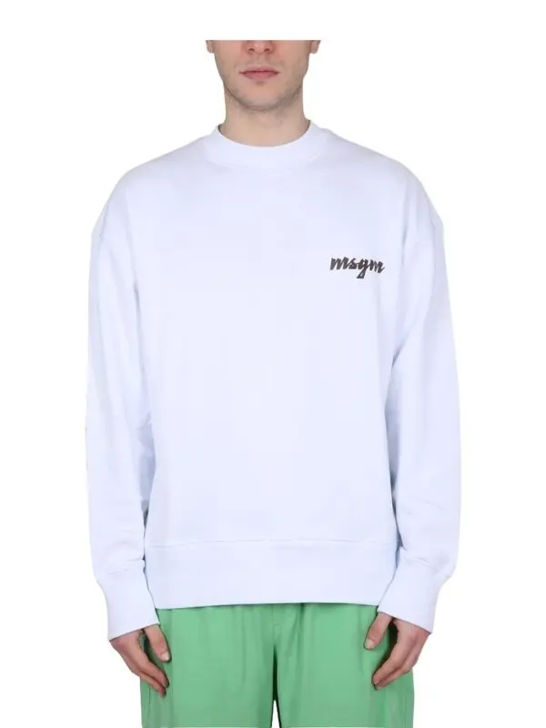 MSGM Printed Crewneck Sweatshirt - White
